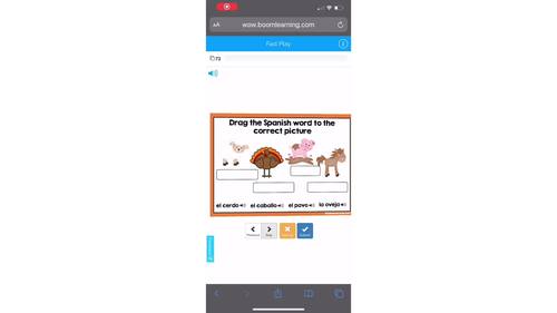 Spanish Animals Boom Cards | Digital Vocabulary Practice by Fabulous ...