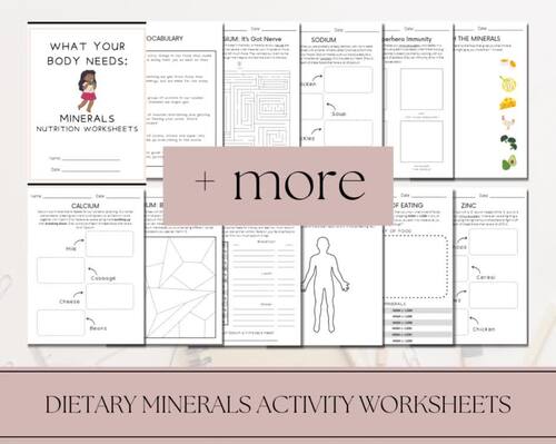 Nutrition Worksheet on Minerals for Kids | Nutrition Education | TPT
