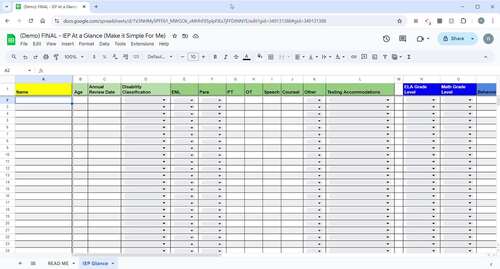 IEP at a Glance - Digital - Case Manager by Make It Simple For Me