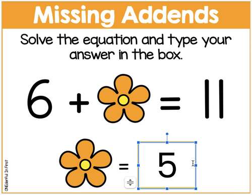 Missing Addends for Google Slides (Spring-Themed) by ONEderful In First