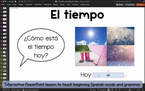 Beginner Elementary Spanish Lesson | El tiempo, Las estaciones, mucho ...