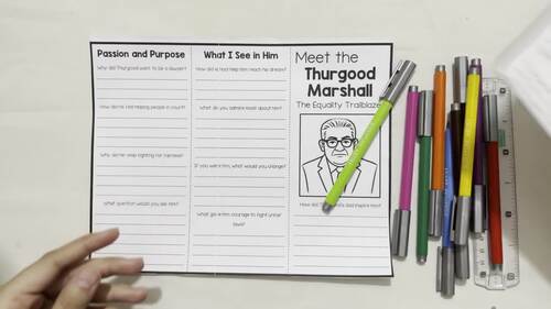 Thurgood Marshall Black History Month Craft Research Project Activities