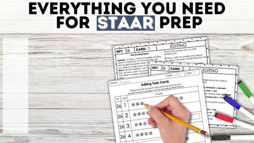 STAAR Editing Task Cards Test Prep with New Item Types Print & Digital