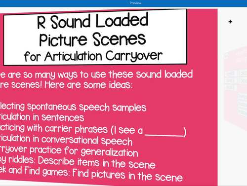 R & R Clusters Sound Loaded Picture Scenes Speech Therapy Articulation ...