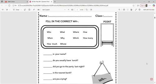 60 No-Prep WH- Question Practice Worksheets (Who, What, Where, When ...