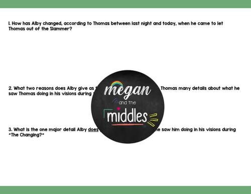 The Maze Runner: Comprehension Questions and Answer Keys for CHAPTERS 31-35