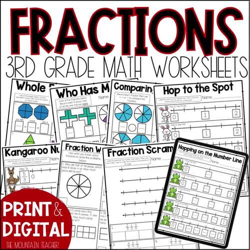 3rd Grade Fractions Practice - Fractions on a Number Line, Comparing ...