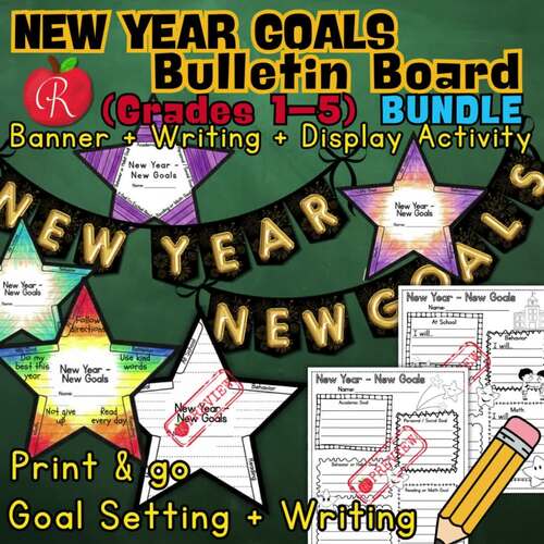 New Year, New Goals Bulletin Board & Writing Activities BUNDLE(Grades 1 ...