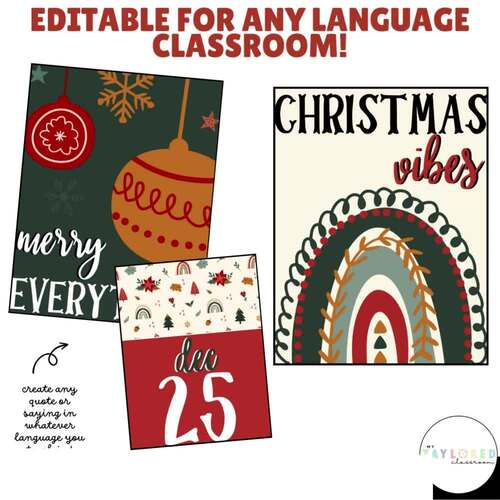 Christmas Boho Rainbow Classroom Posters | Christmas Classroom Decor