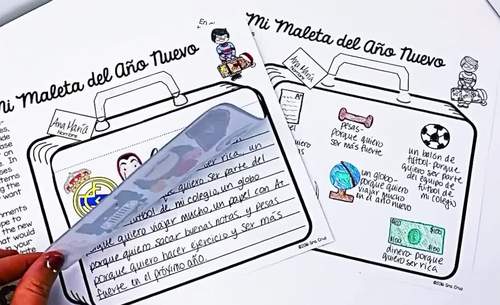 Año Nuevo Spanish New Year Mi Maleta Suitcase Writing Activity with DIGITAL