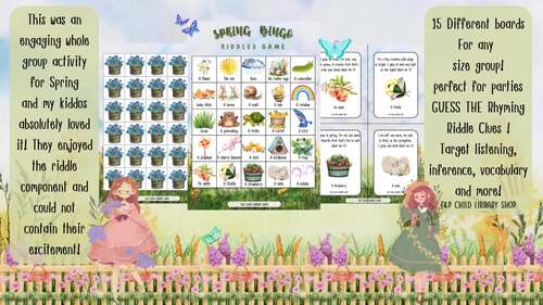Spring Bingo Riddles Game Speech & Language Therapy Spring Activities.