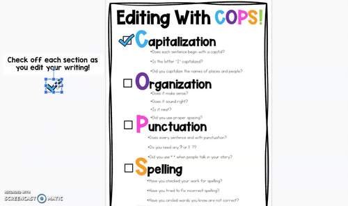 Editing Checklist COPS | Digital & Printable by Centered in Primary