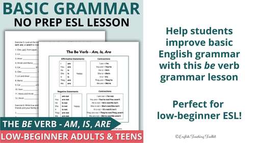 Low Beginner ESL Grammar Worksheets & Activities for Adult ESL – The Be ...