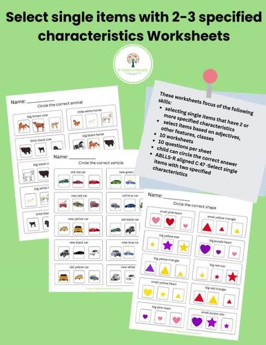 Select single items with two specified characteristics-ABLLS-R aligned C47