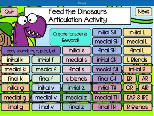 Feed the Dinosaur Articulation Activity Boom Cards Speech Therapy ...