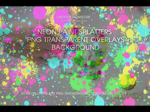 Neon Paint Splatters Overlays Clipart PNG by ladyjdesignstore | TPT