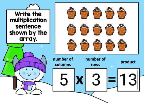 Winter Multiplication with Arrays Math Boom Cards Digital Task Cards