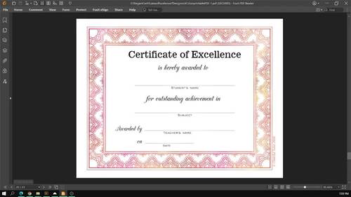 Elegant Certificates of Excellence, 21 Awards (7 Designs in 3 Colors)