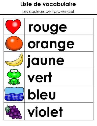 Les Couleurs de l'arc en ciel - Rainbow Colors - Colours - French ...