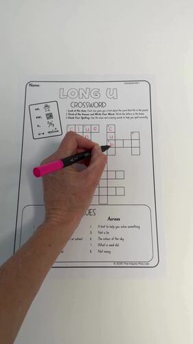 Long U Digraph Worksheets | Crossword & Word Search | Team Vowels ue ...
