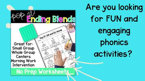 Pop It! Ending Blends No Prep Worksheets | Phonics Activities | Bubble ...