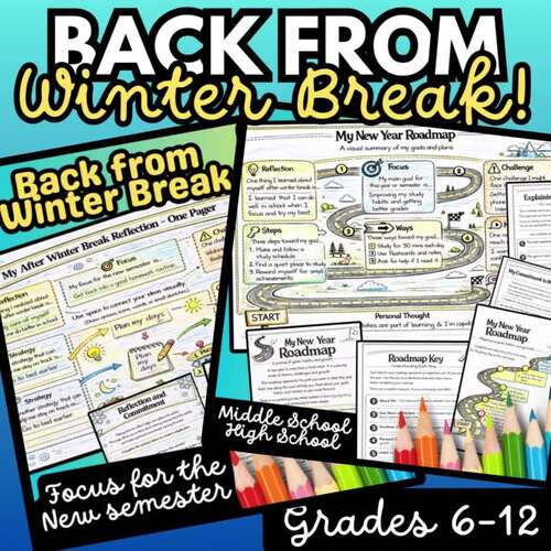 Back from Winter Break Activities | New Year Goal Setting Middle High ...