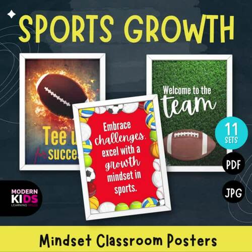 Sports Growth Mindset Classroom Posters by ModernKids LearningPress