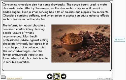 Chocolate Speech Therapy Reading Comprehension Passage + Language ...