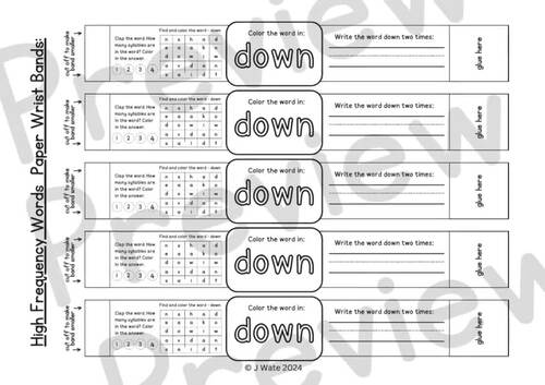 High Frequency Sight Word Brag Bracelets | Sight Word Fluency & Word ...