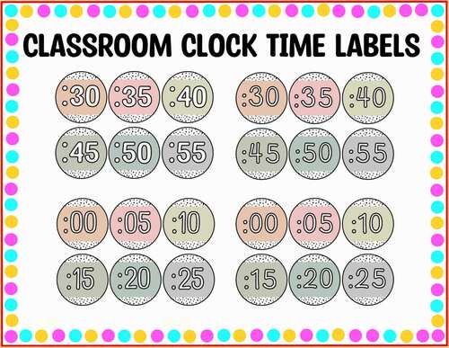 Printable Boho Neutral Spotty Clock Numbers Display, Editable Clock Numbers
