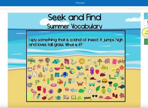 Seek and Find Summer Vocabulary I Spy Riddles Speech Therapy Print ...