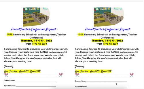 Parent Teacher Conference Sign Up/In, Requests, & Reminders BUNDLE