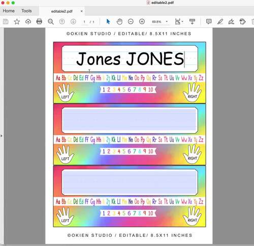 Editable Desk Name Tags, Rainbow Desk Plate, Striped Desk Tags, Desk ...