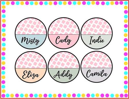 Round Boho Student Name Labels, Boho Neutral Colors Name Plates, Nametags