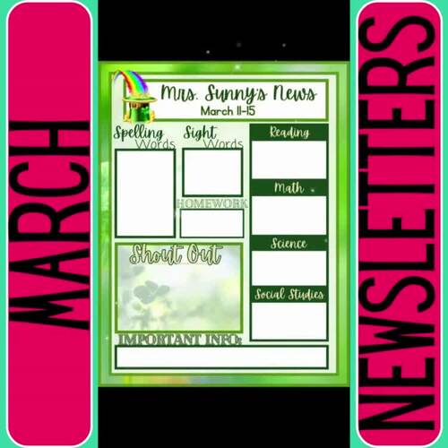 March Newsletters Editable Canva St Patrick's Day Easter by Anointed ...