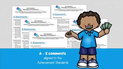 Australian Curriculum Year 2 Maths Report Card Comments Semester 1