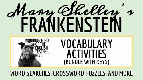 Frankenstein by Mary Shelley Vocabulary Activities | Crosswords | Word ...