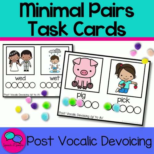 Minimal Pairs Task Cards - Post Vocalic Devoicing - Phonology - Cycles ...