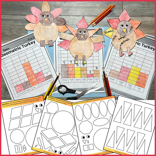 Build Your Thanksgiving Geometric Turkey Math Centers | November Math ...