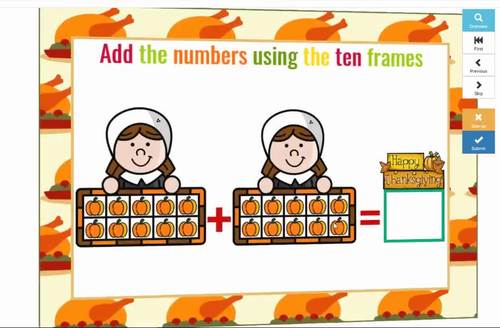 Thanksgiving Math Games Ten Frames Addition To 20 Boom Cards 1st Math ...