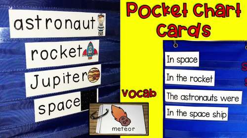 Space Vocabulary Words and Picture Cards for Writing Center Write the ...