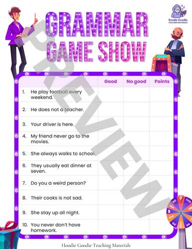 ESL Present Simple Grammar Game (Fully Editable, No-Prep) | Game Show ...