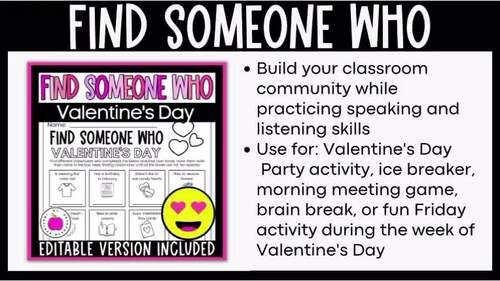 Valentine's Day - Find Someone Who Editable Ice Breaker Activity