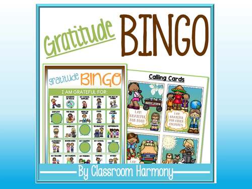 Gratitude BINGO - Grateful Thankfulness BINGO SEL and Character Education