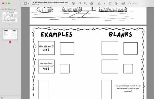 All About Me | Fun & Creative Back to School Math Homework | 1st & 2nd ...