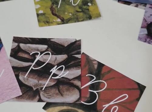 Nature Cursive Alphabet Flashcards, ABC Cards, Uppercase and Lowercase