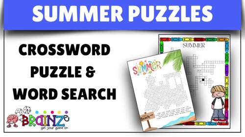 Summer Crossword Puzzle and Word Search | Literacy Center by BRAINZe