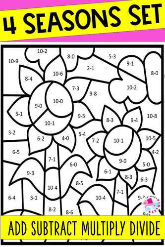 Fall Color by Number Code Addition & Subtraction Math Coloring Pages Sheets