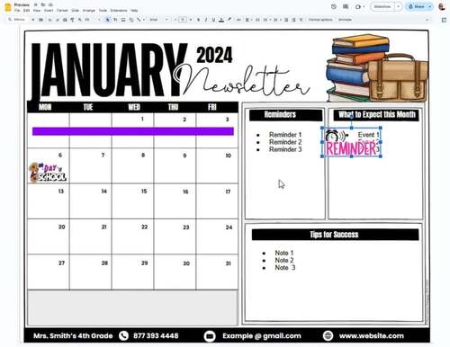 Editable 2-in-1 School-Themed Monthly Calendar & Classroom Newsletter ...