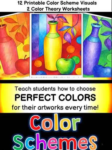 Color Schemes Art Lesson 12 Posters +Color Theory Worksheets Middle ...
